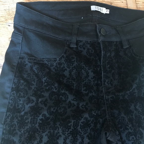 Tobi | Jeans | New Tobi Black Velvet Print Jeans Size 27 | Poshmark
